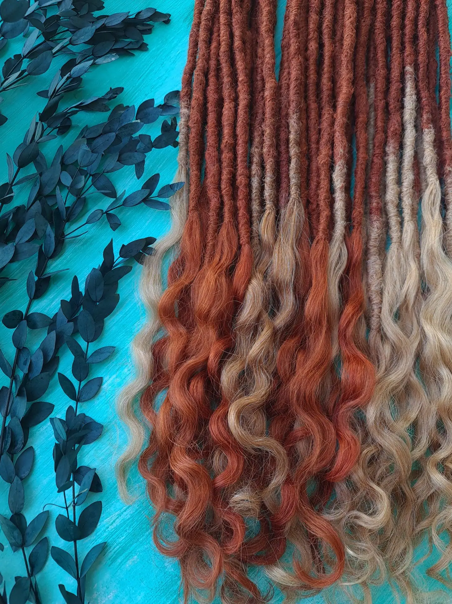 Copper Blonde human wavy hair texture dreadlocks, DE/SE dreads - Crealandia