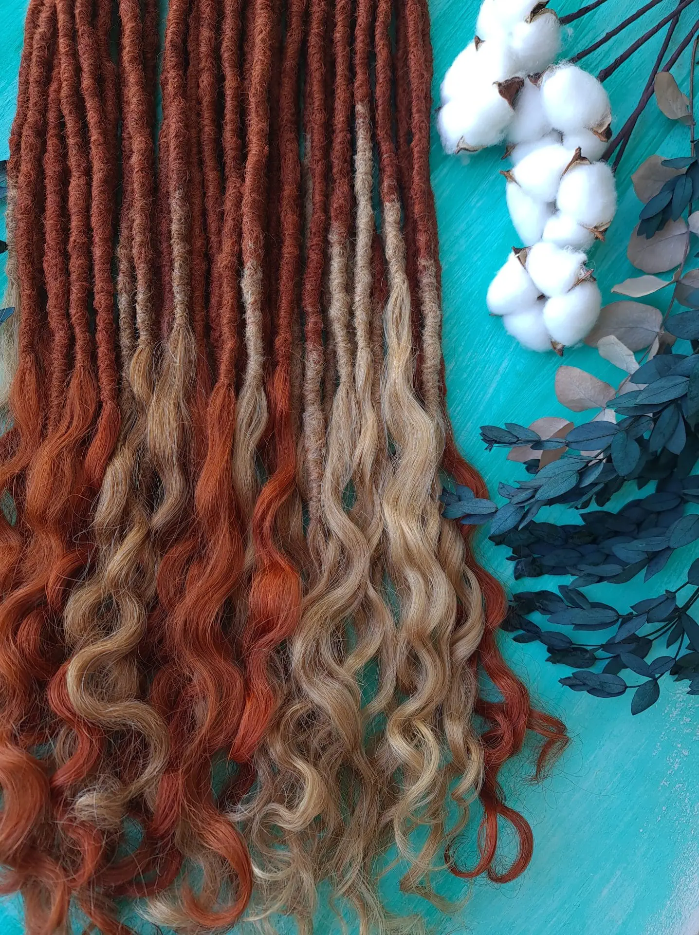 Copper Blonde human wavy hair texture dreadlocks, DE/SE dreads - Crealandia
