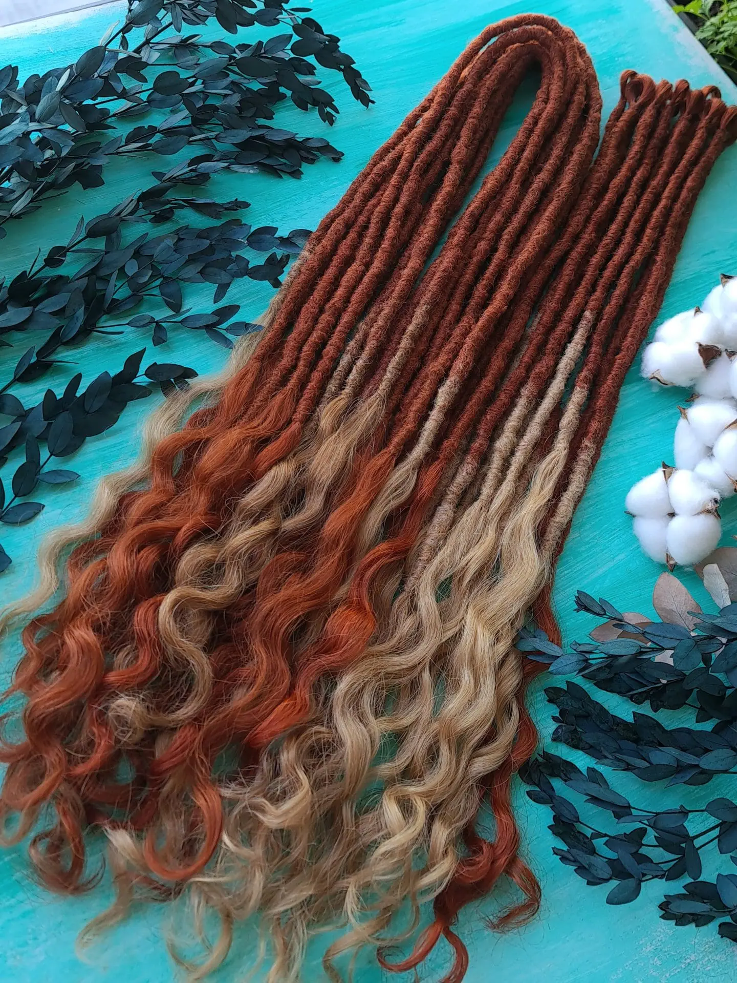 Copper Blonde human wavy hair texture dreadlocks, DE/SE dreads - Crealandia