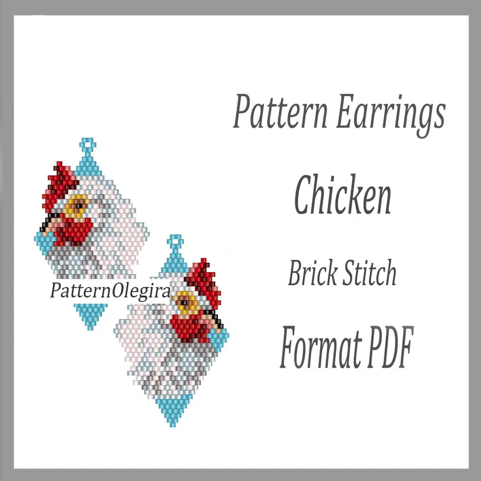 Chicken bead pattern Chicken earrings Olegirabeadpatterns