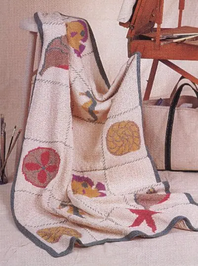 Knitting Pattern Daisy Stitch Afghan and Bolster Pillow