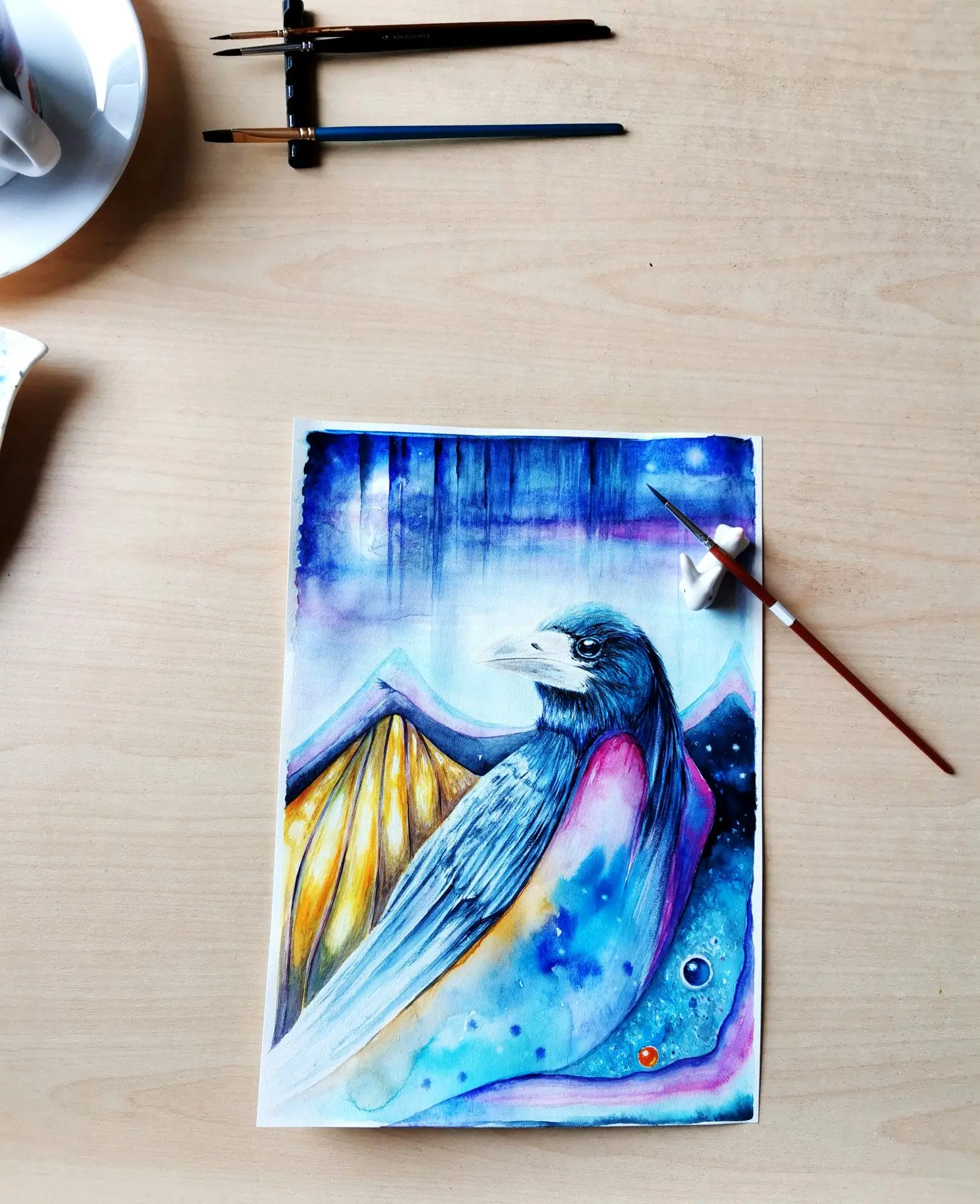 Halloween Rook (crow) watercolor painting wall decor original art ...