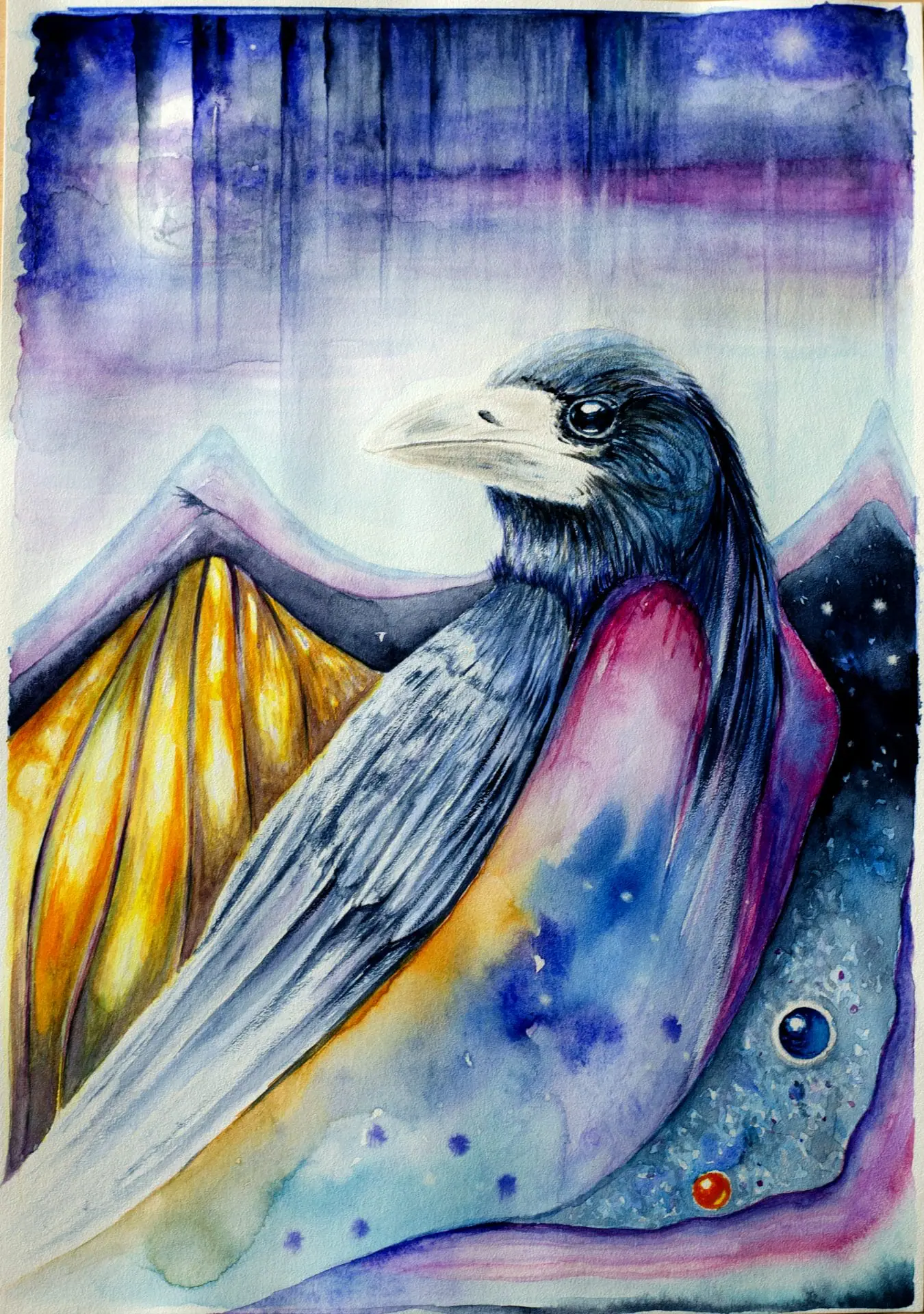 Halloween Rook (crow) watercolor painting wall decor original art ...