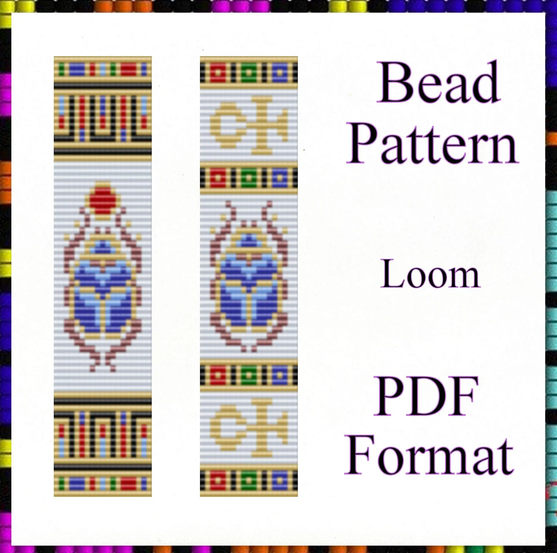 Bead bracelet pattern Loom stitch PDF Set patterns Scarab