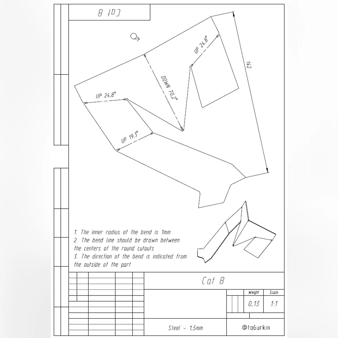 Welding Project Plans Drawings Cat (DXF, PDF) - Crealandia