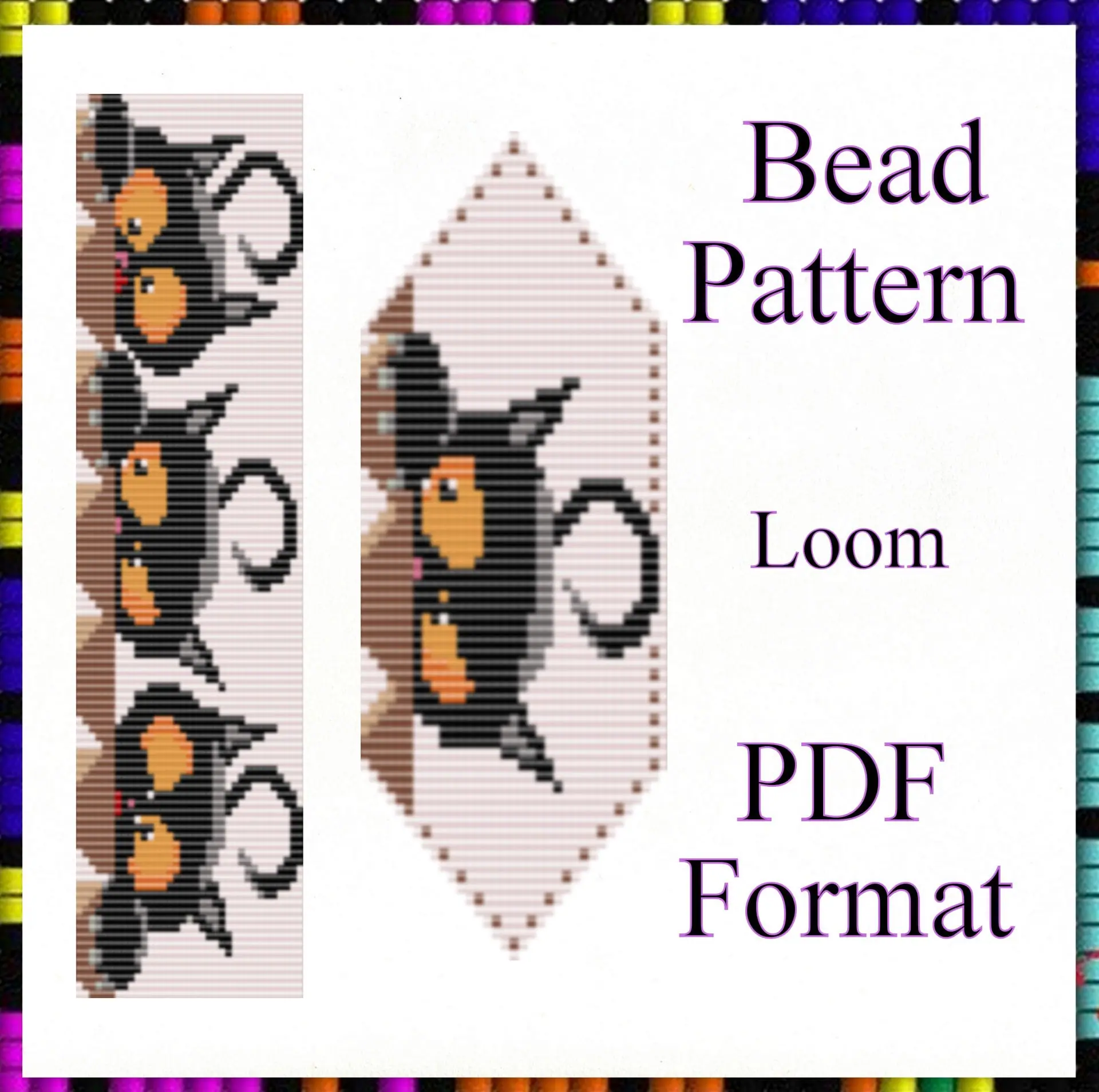 Loom stitch Bead bracelet pattern PDF file Set patterns Cats