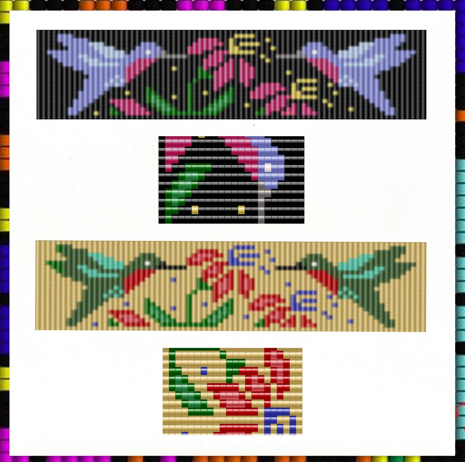 Loom stitch Bead bracelet pattern Hummingbird Set PDF