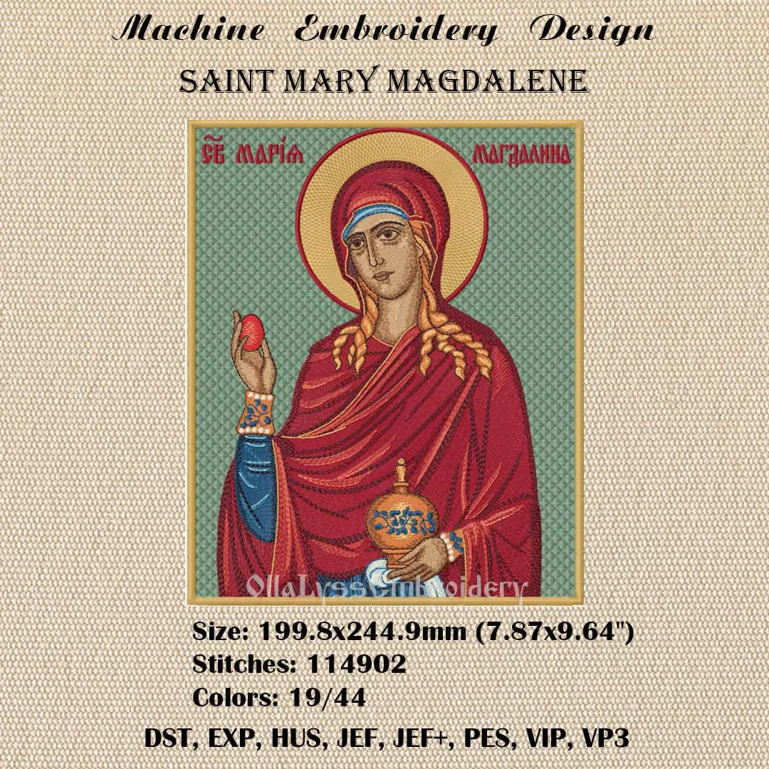 Saint Mary Magdalene embroidery design