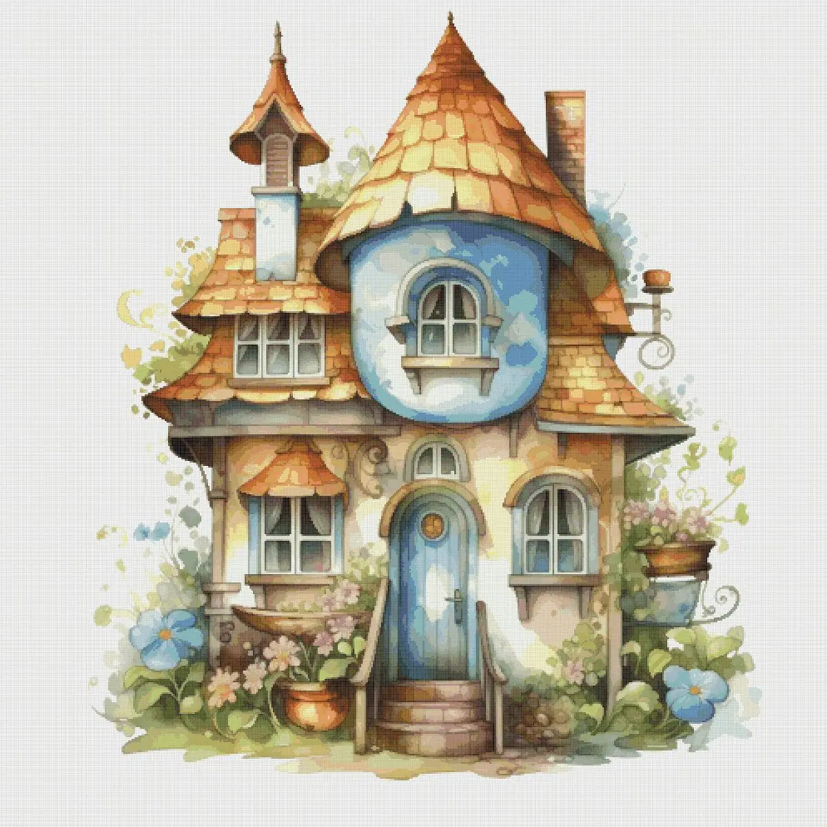 Cottage Cross Stitch Pattern Vintage Counted