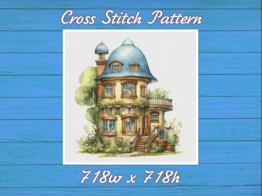 Cottage Cross Stitch Pattern Vintage Counted