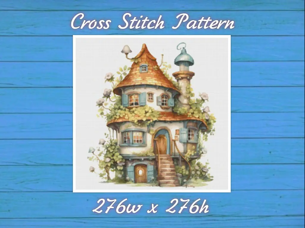 Cottage Cross Stitch Pattern Vintage Counted