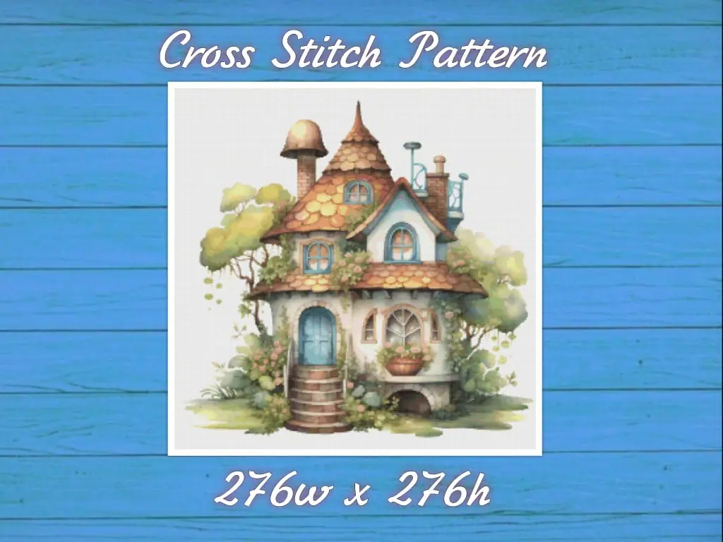 Cottage Cross Stitch Pattern Vintage Counted