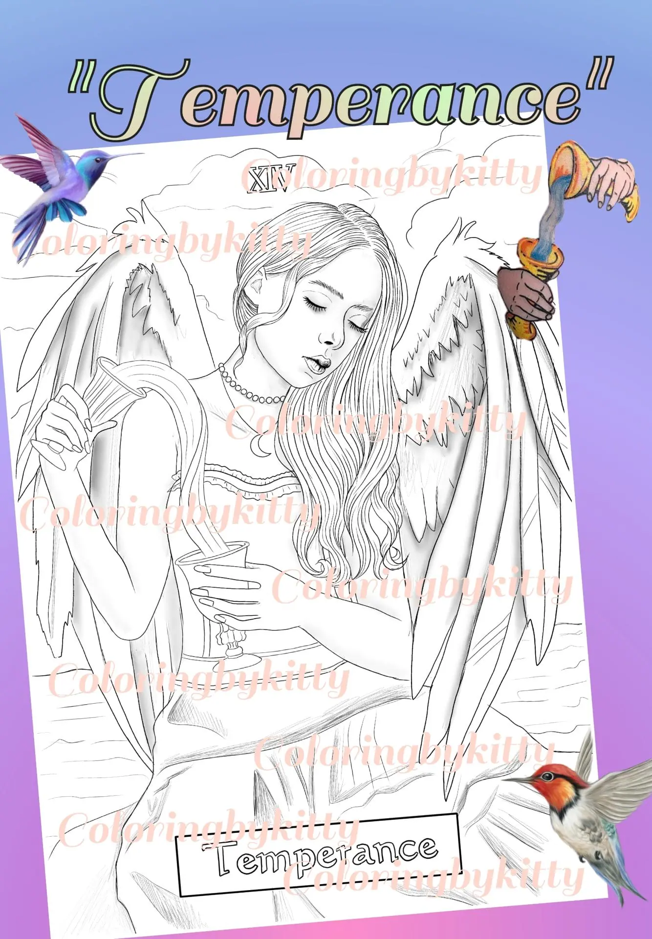 Single coloring page "Temperance" - Crealandia