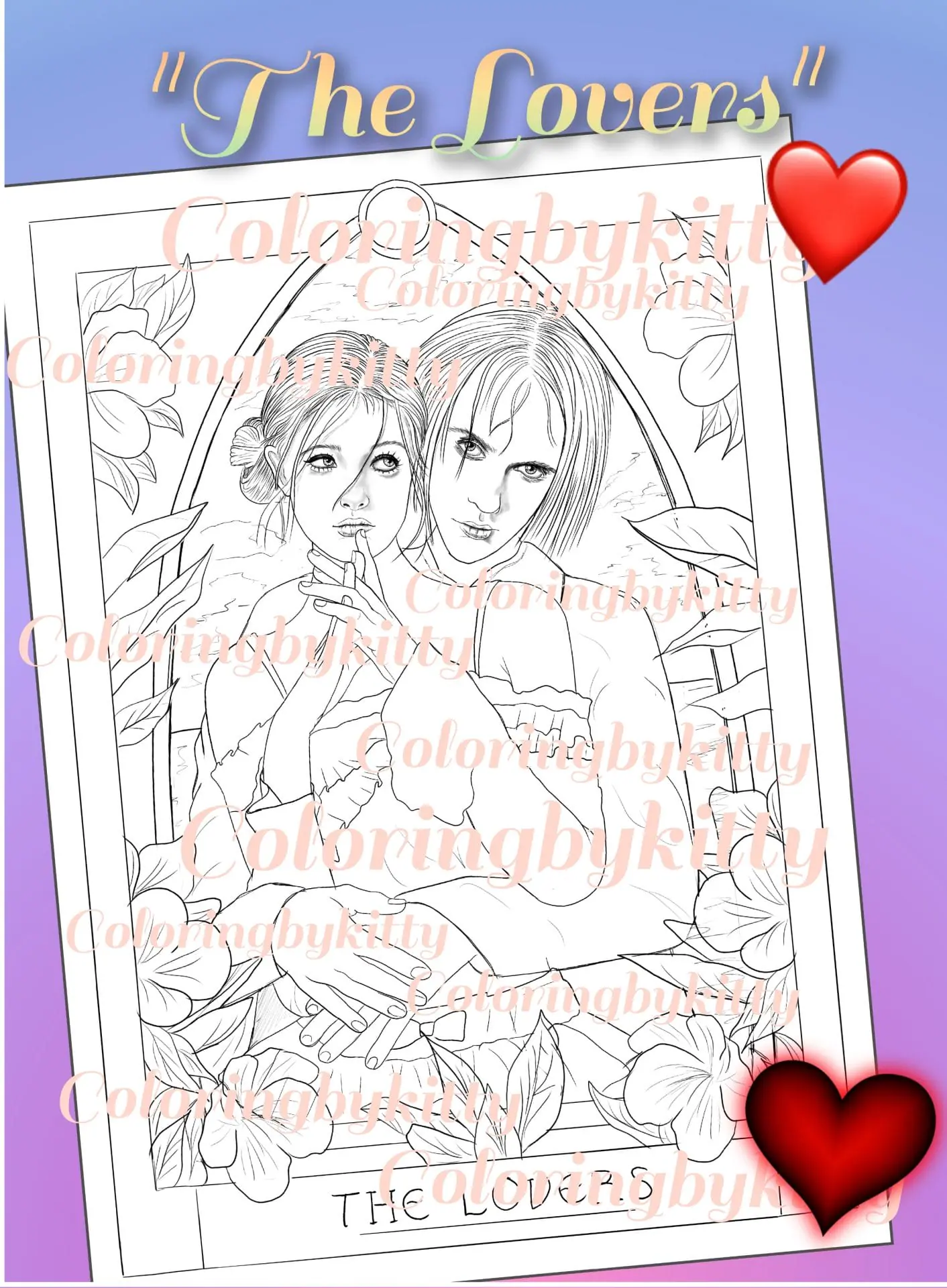 Single coloring page "The Lovers" - Crealandia