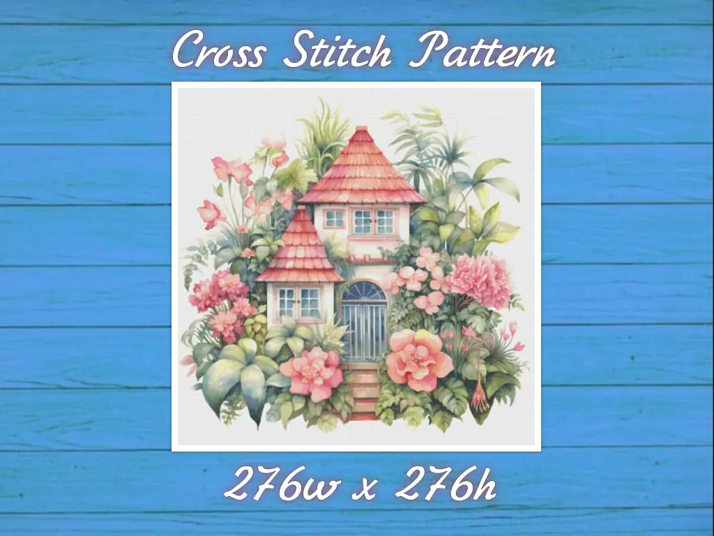 Cottage Cross Stitch Pattern Vintage Counted