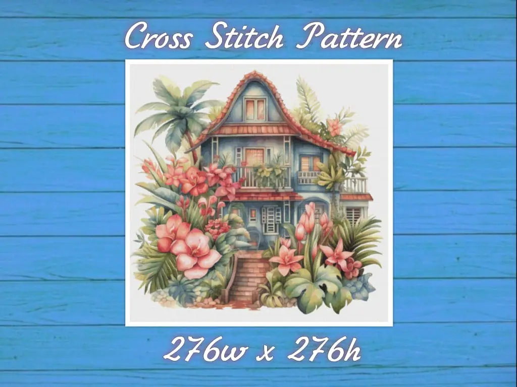 Cottage Cross Stitch Pattern Vintage Counted