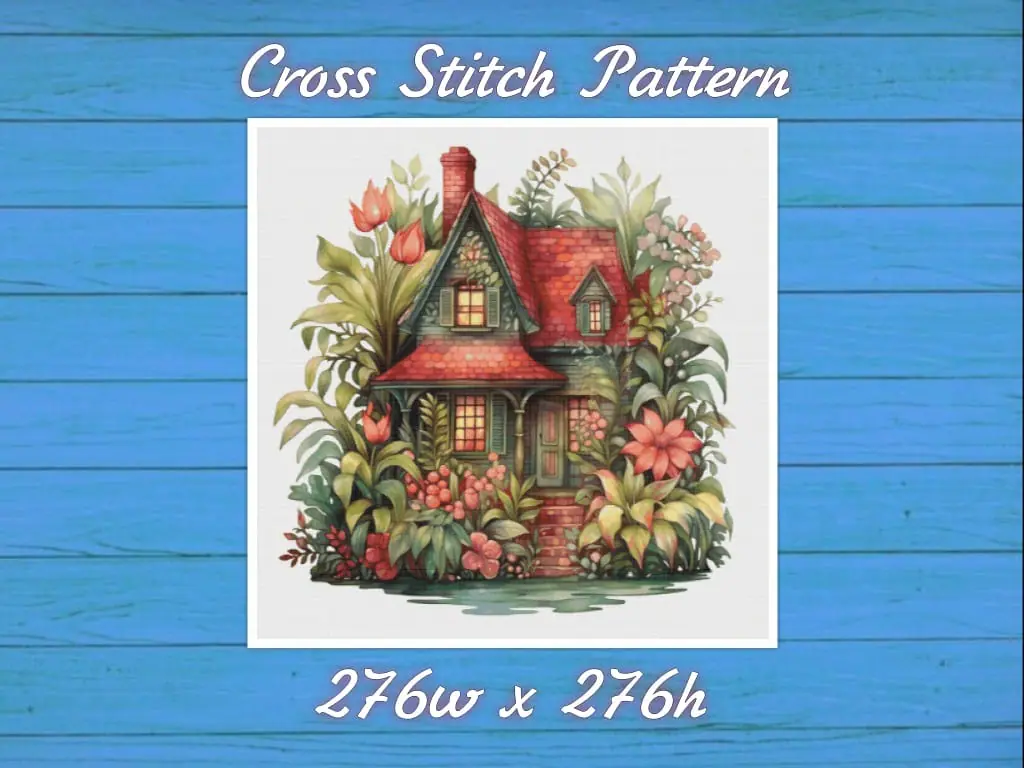 Cottage Cross Stitch Pattern Vintage Counted