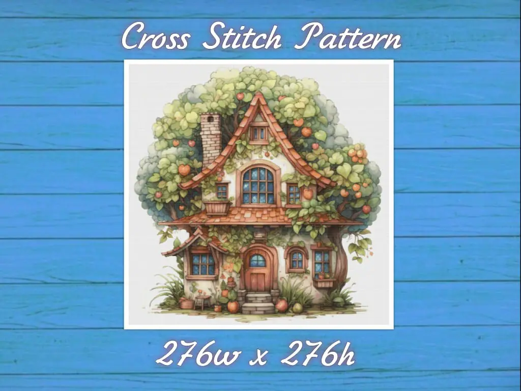 Cottage Cross Stitch Pattern Vintage Counted