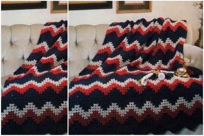 Vintage Crochet Pattern Afghan Granny Ripple