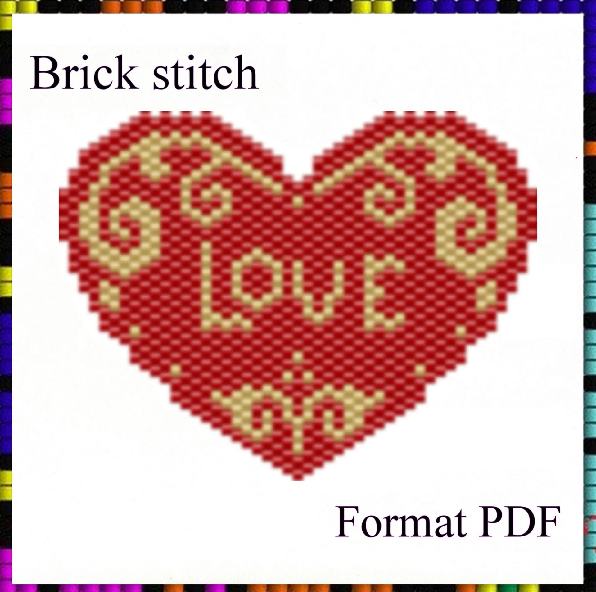 Peyote stitch pattern Valentine heart Love Beaded pendant