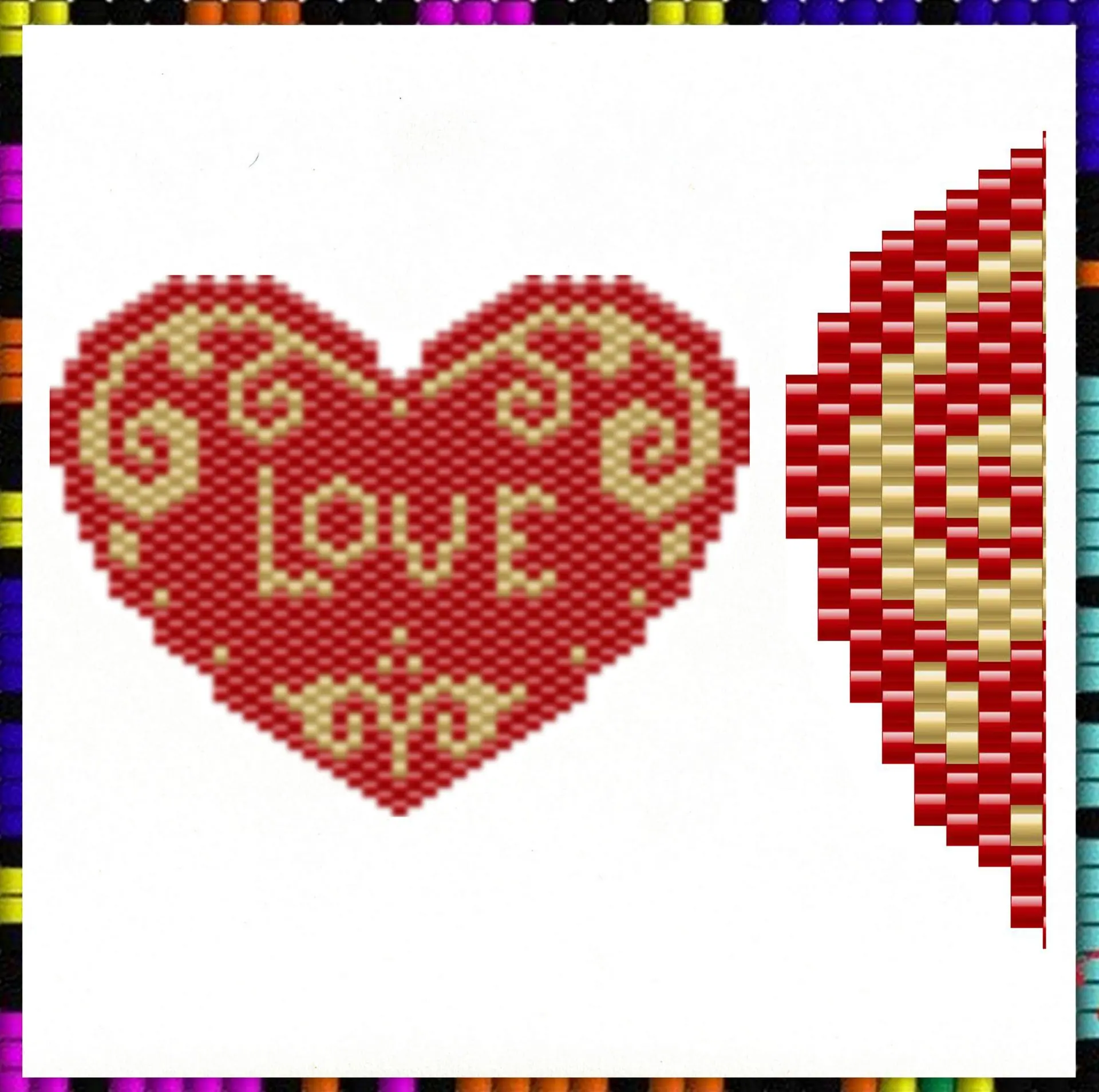 Peyote stitch pattern Valentine heart Love Beaded pendant