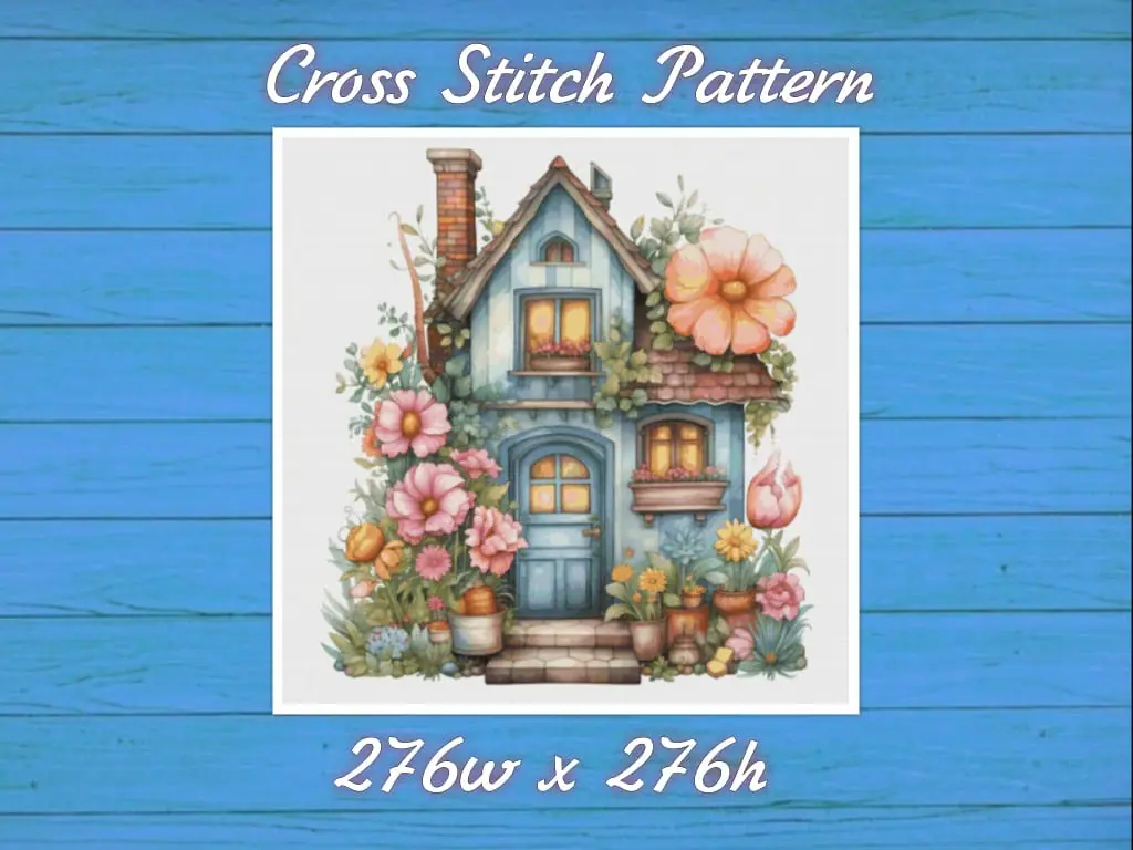 Cottage Cross Stitch Pattern Vintage Counted