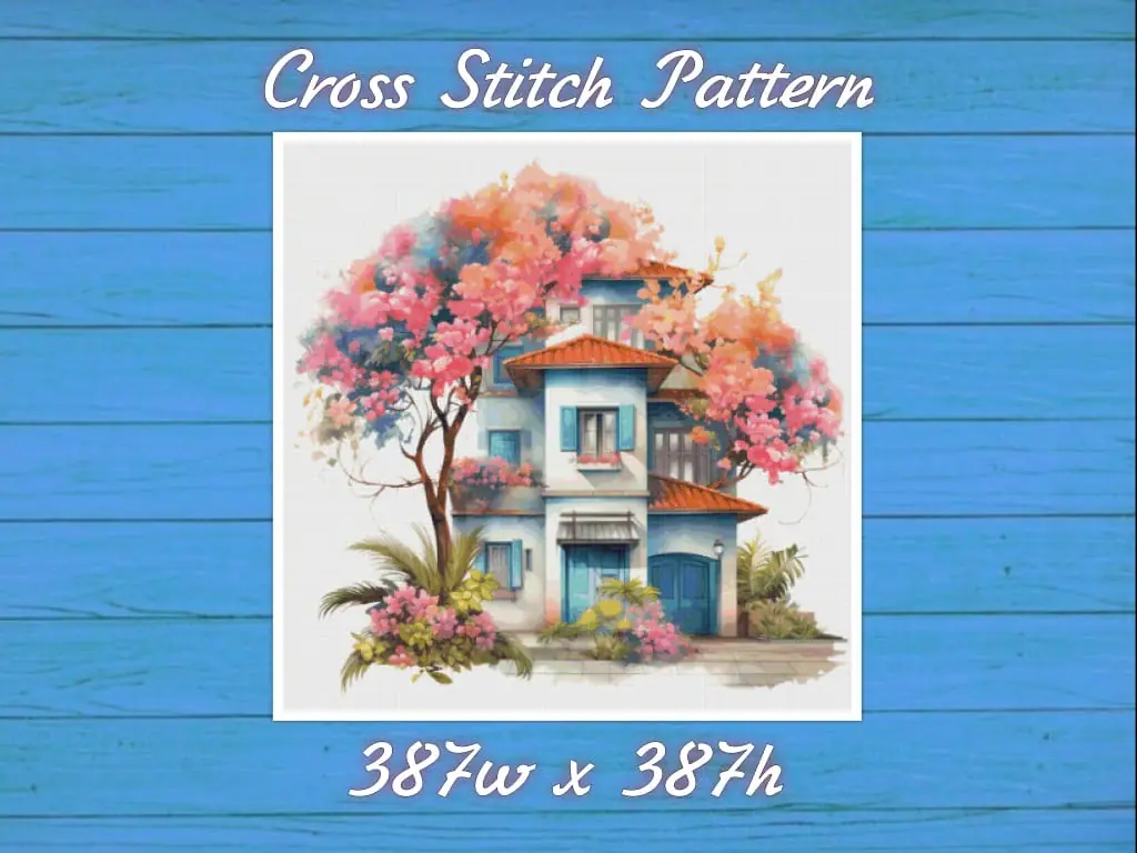 Cottage Cross Stitch Pattern Vintage Counted