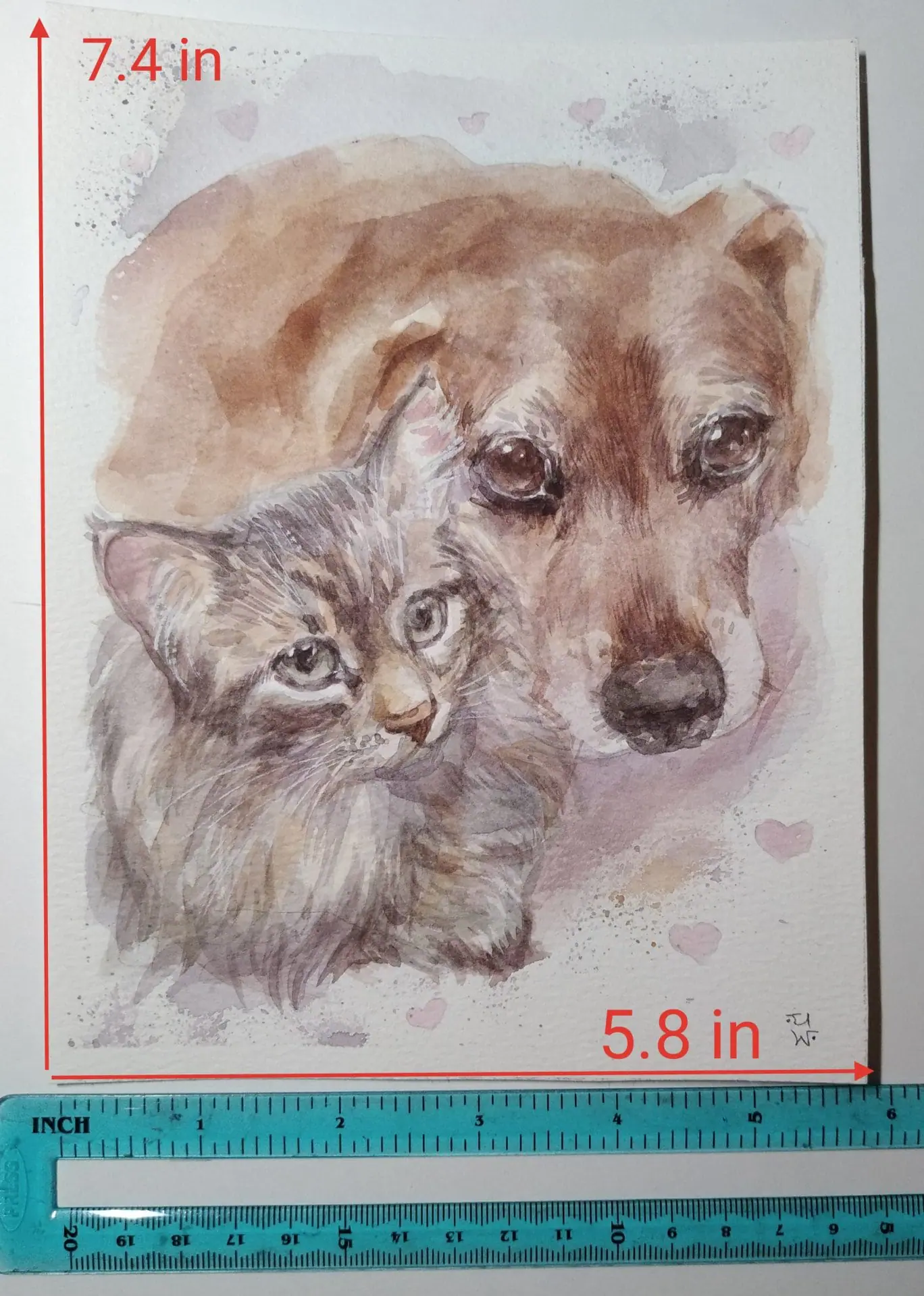 Sweet Lylo And Ryder Pet Portrait Watercolor Painting