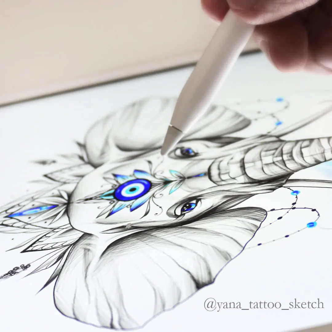 Elephant Tattoo Design Evil Eye Elephant Tattoo Drawing Idea - Crealandia