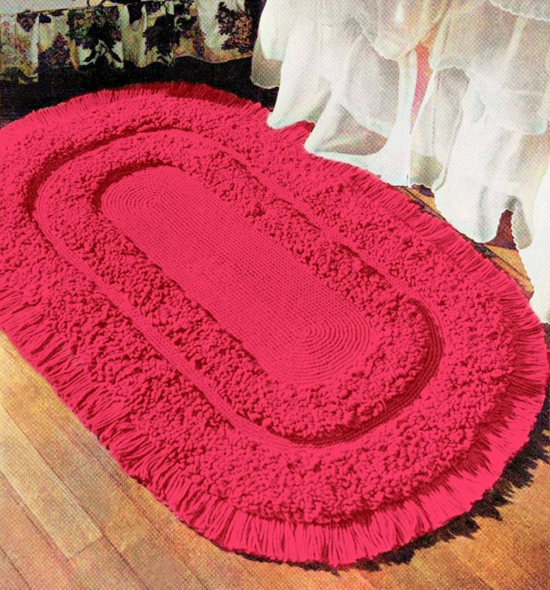 The oval loop stitch rug, pattern vintage crochet, home decor - Crealandia