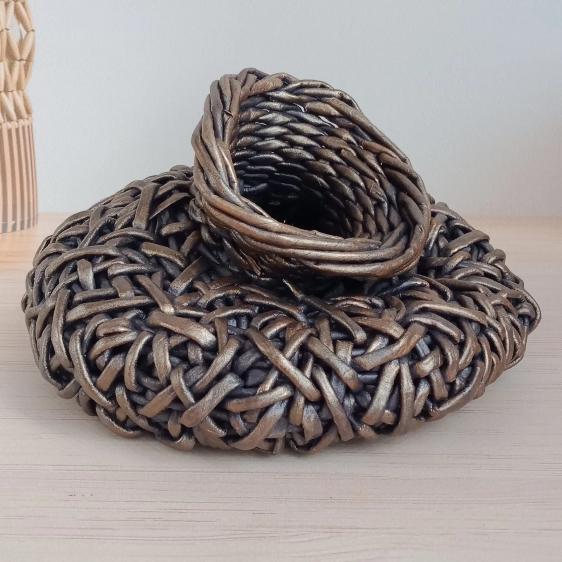 Unique modern handmade wicker basket