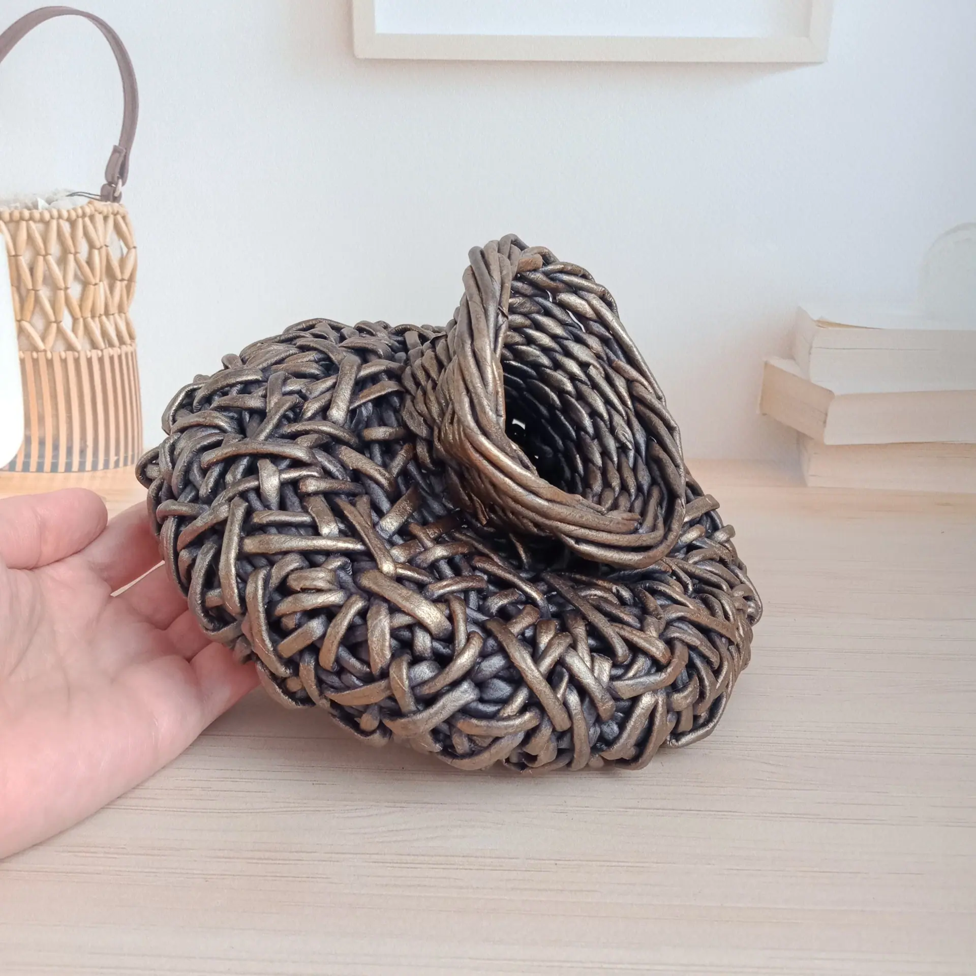 Unique modern handmade wicker basket