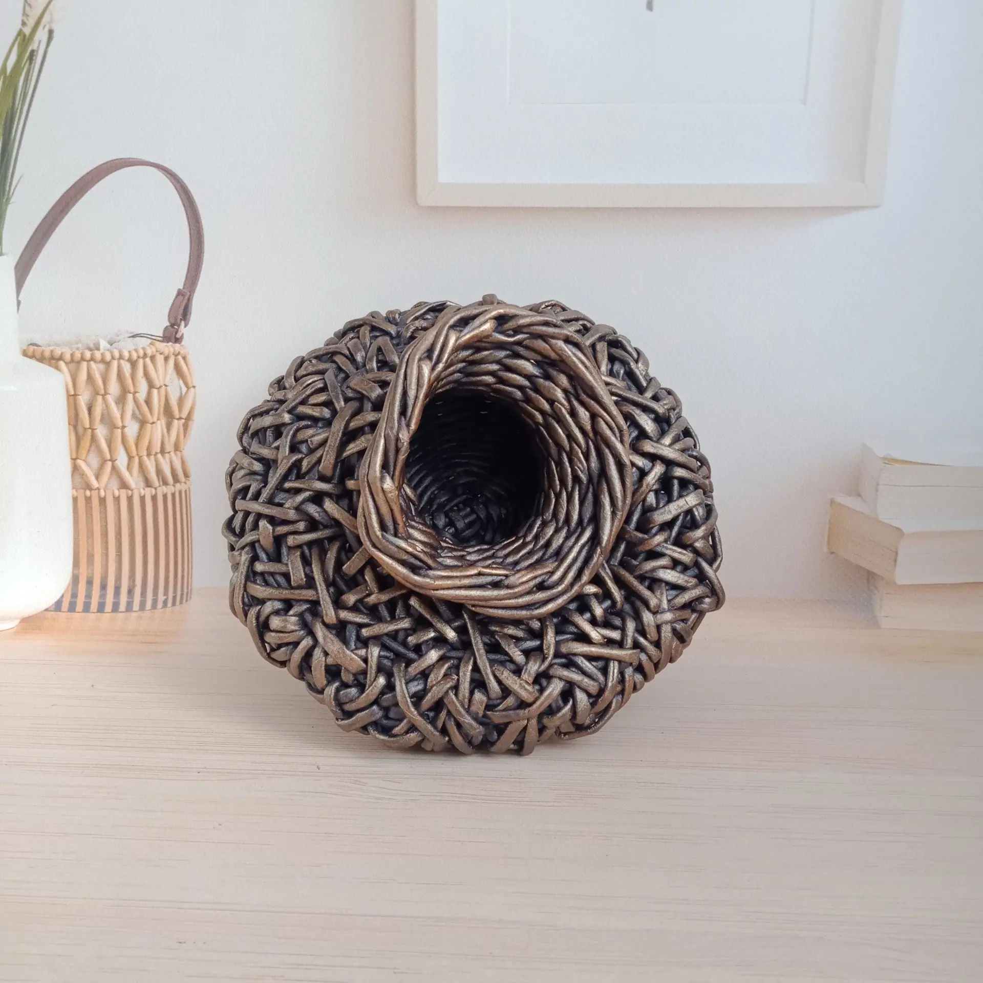 Unique modern handmade wicker basket