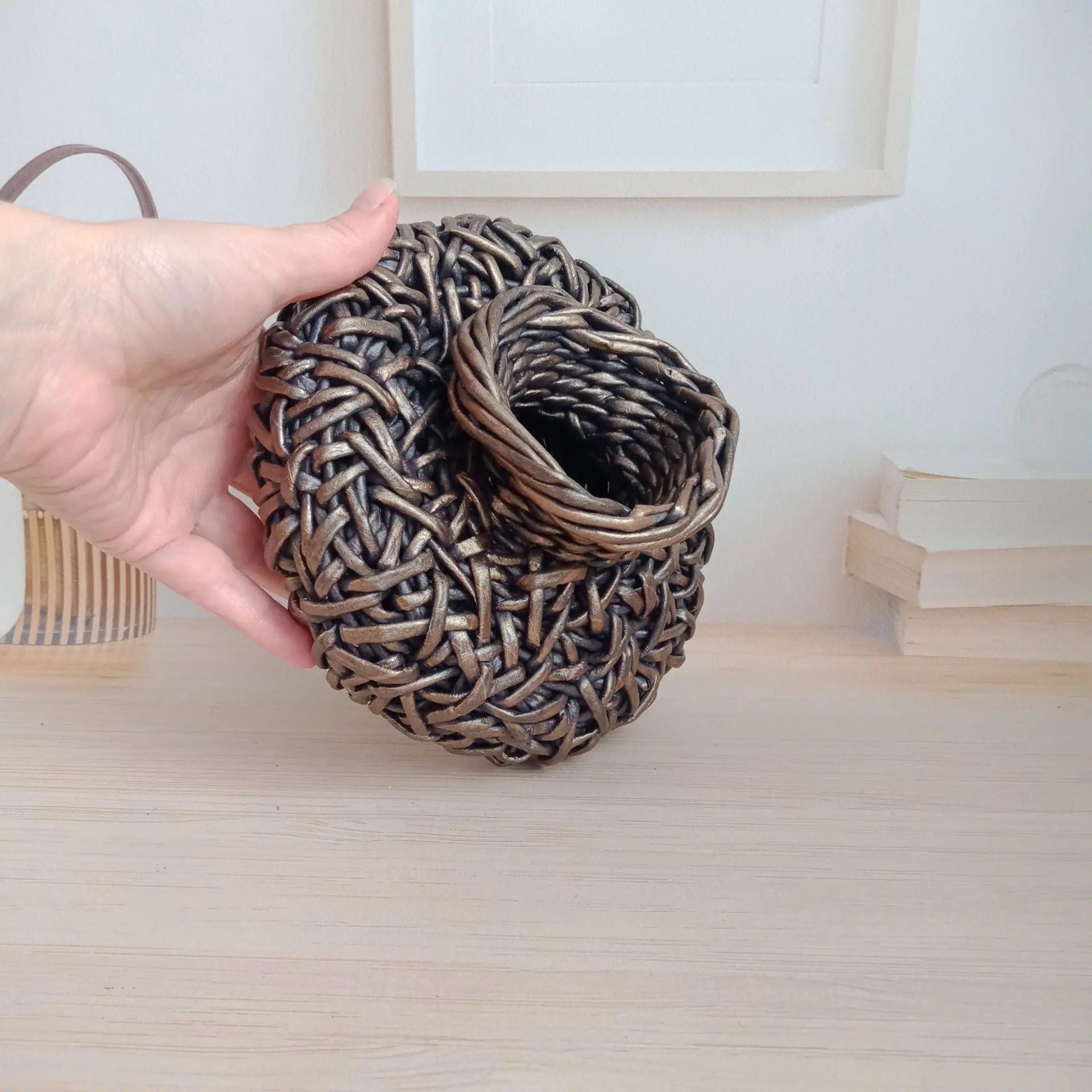 Unique modern handmade wicker basket