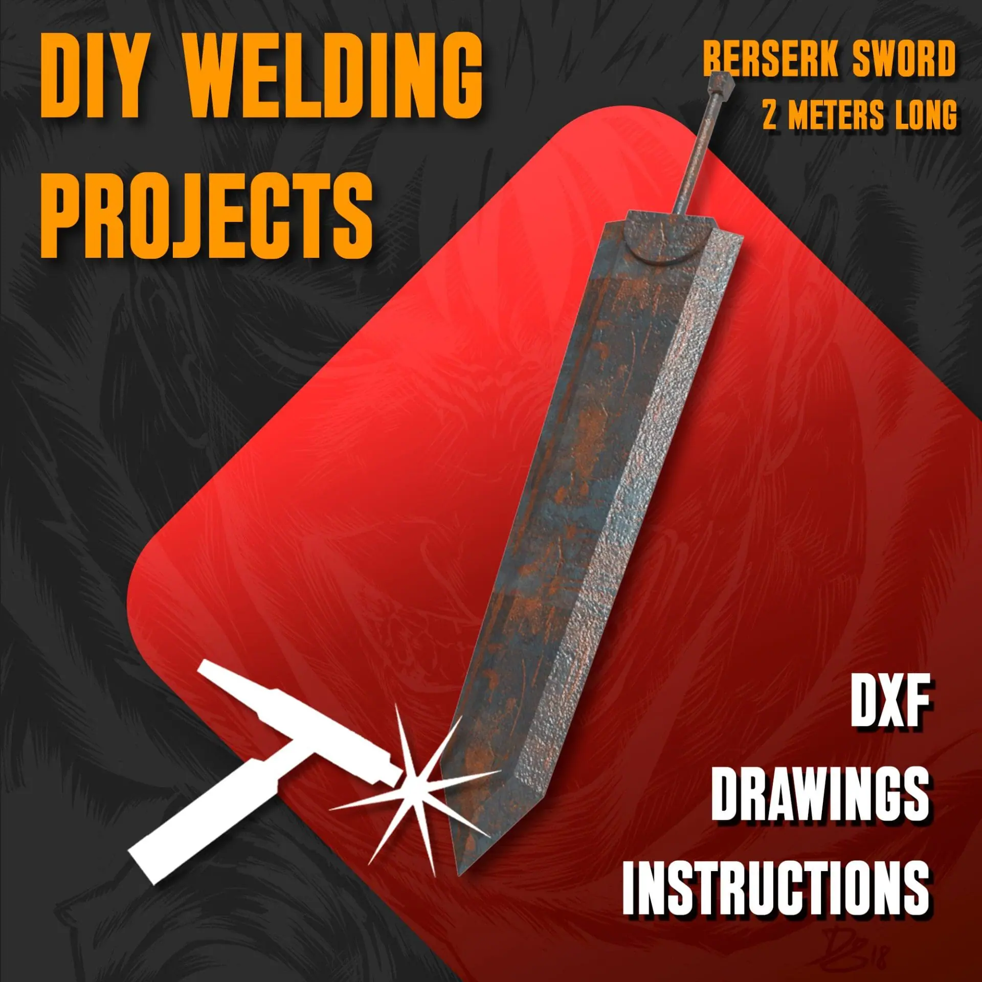 Welding Project Plans Patterns Drawings Berserk Sword (DXF, PDF ...