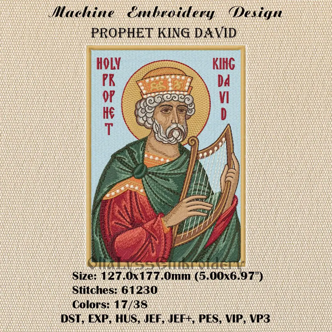 Prophet King David embroidery design
