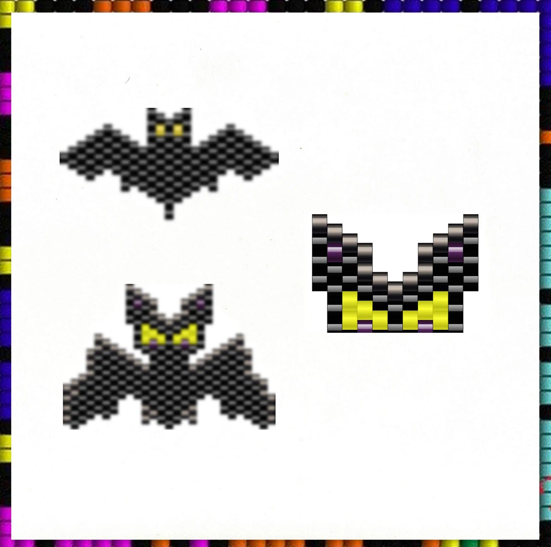 Peyote beaded pattern Halloween Black bat Set PDF file