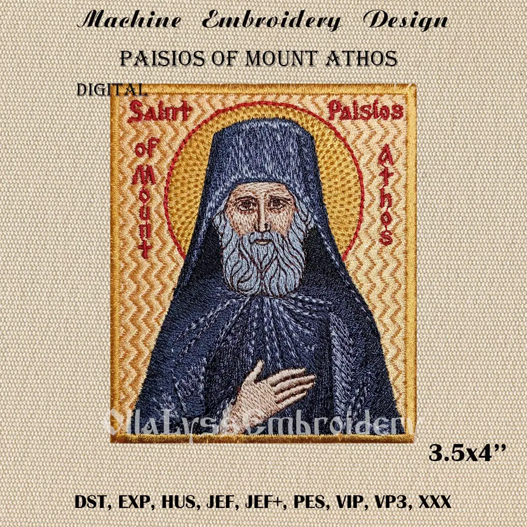 Paisios of Mount Athos embroidery design
