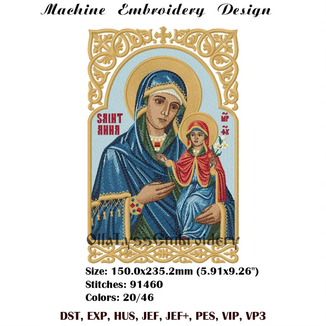 Holy Righteous Anna embroidery design