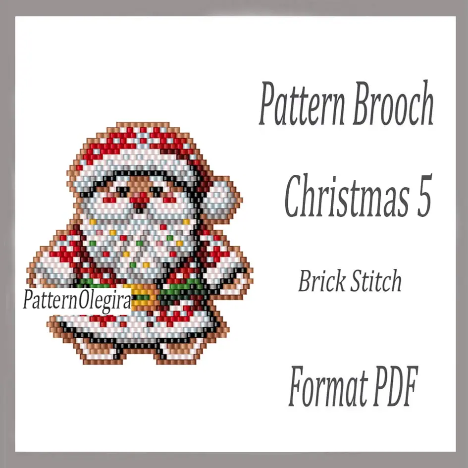 Christmas 5 bead pattern brooch pattern Olegirabeadpatterns