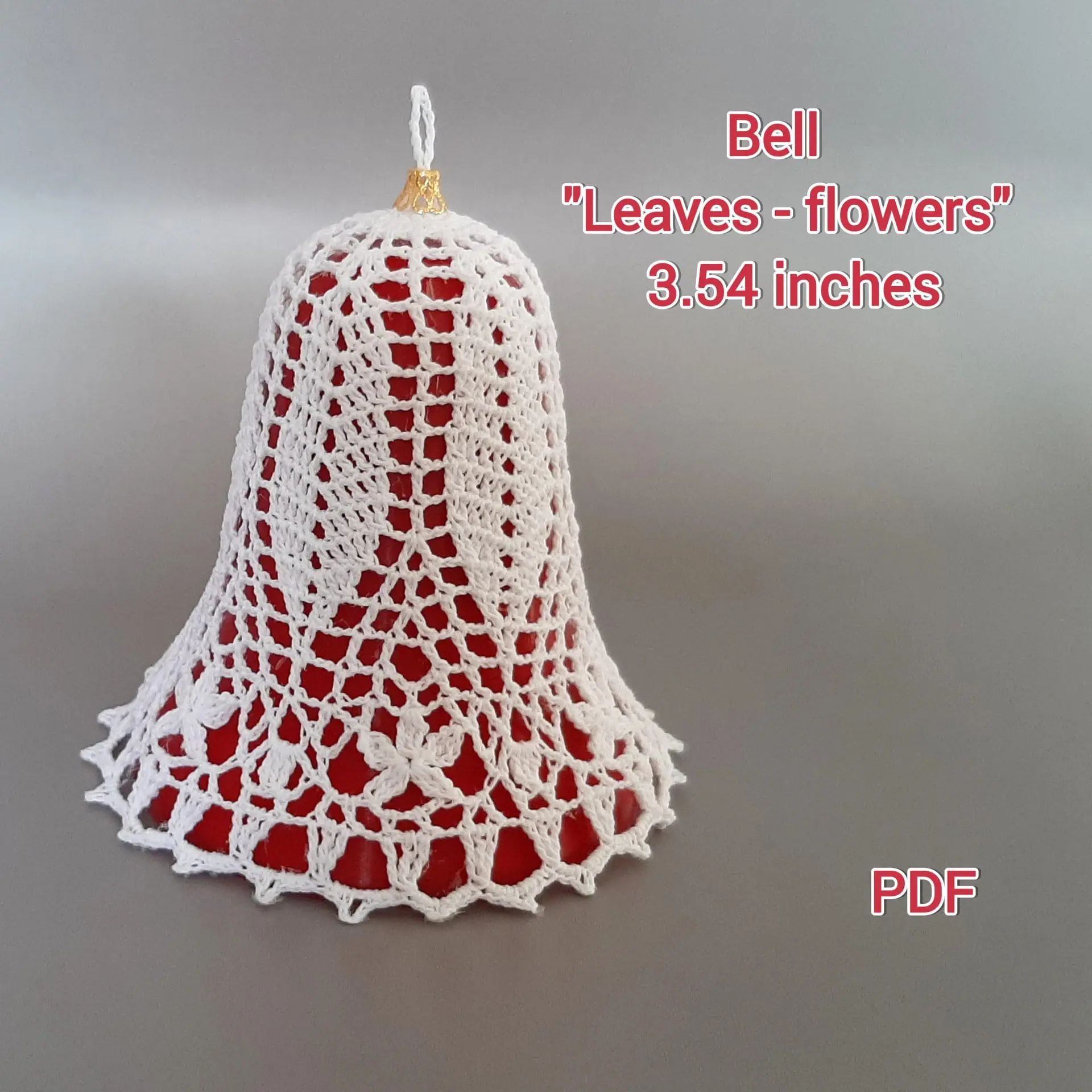 PDF Pattern Crochet. Bell "Leaves-flowers" 3,54 inches.