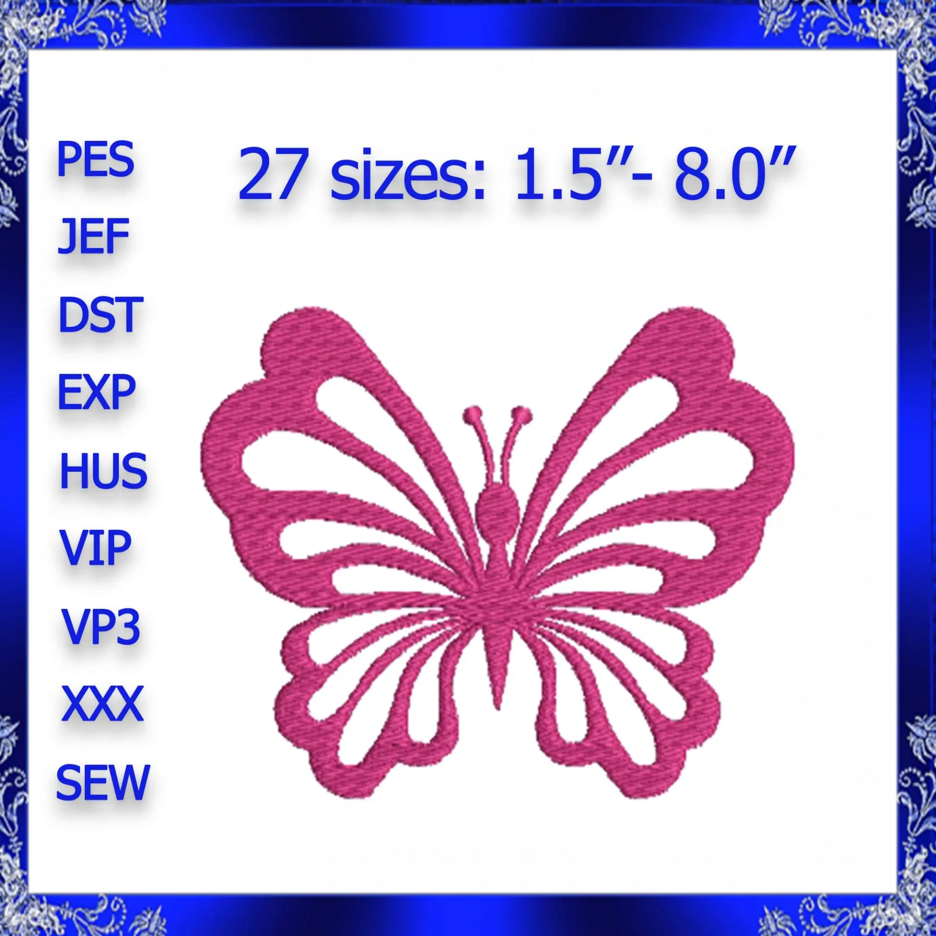 Butterfly machine embroidery design Pretty Butterfly Outline - Crealandia