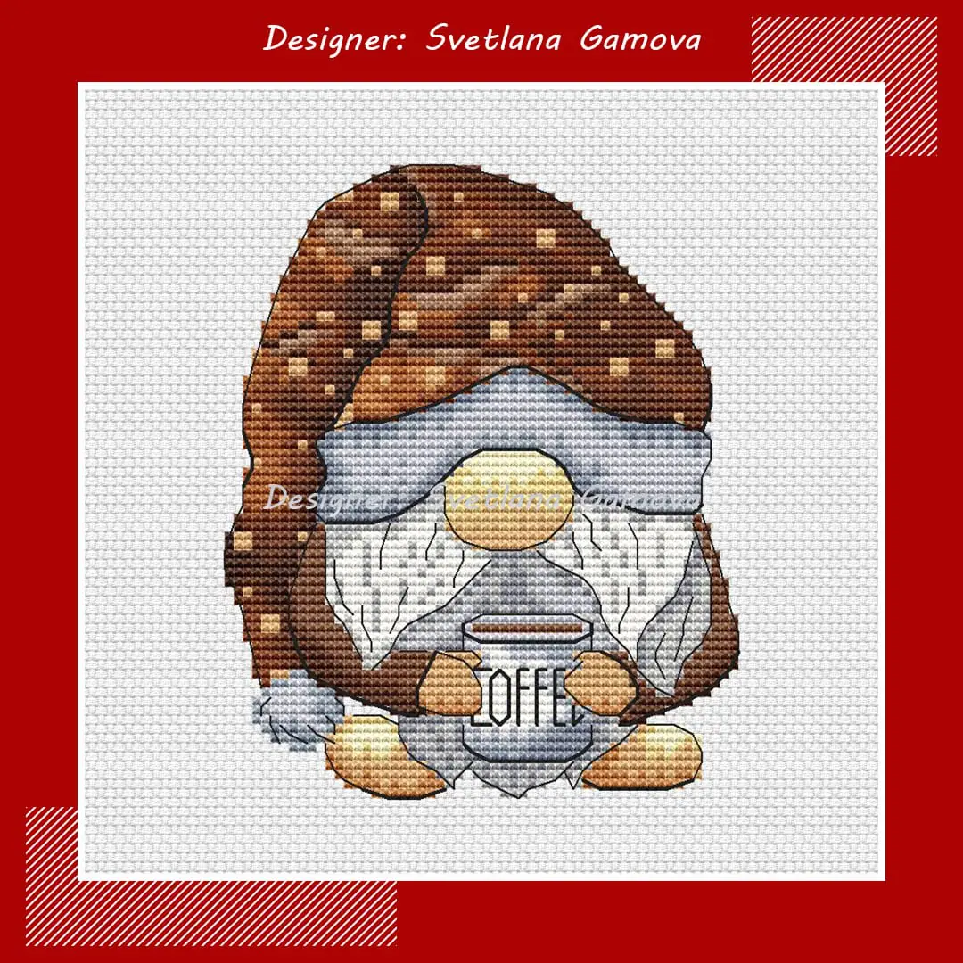 Coffee gnome Digital Cross Stitch Pattern - Crealandia