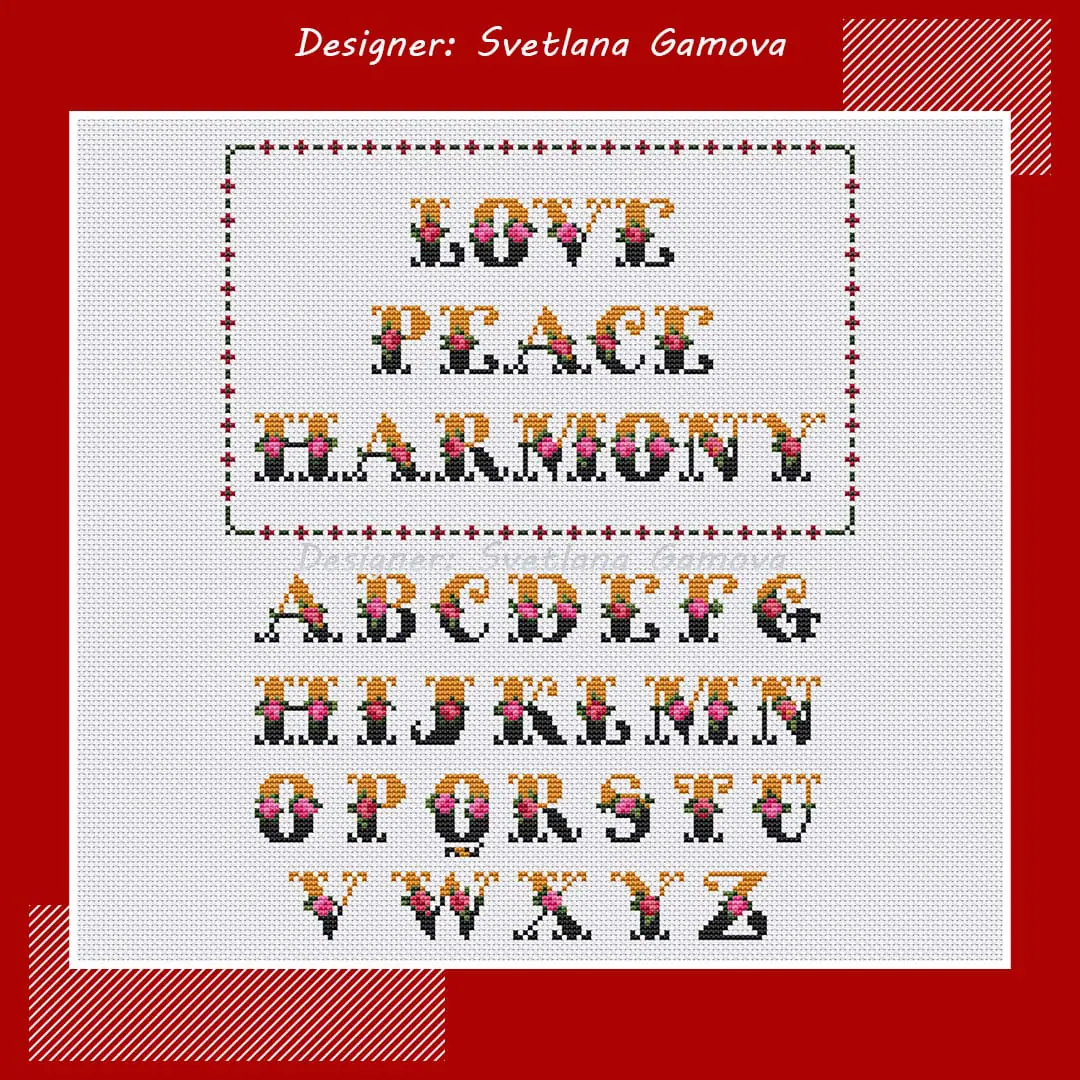 Vintage Alphabet Digital Cross Stitch Pattern - Crealandia