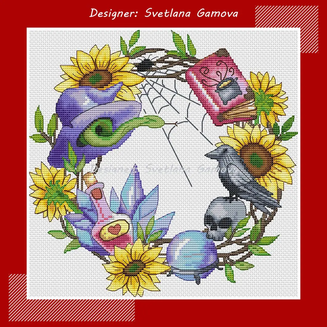 Magic Wreath Digital Cross Stitch Pattern - Crealandia