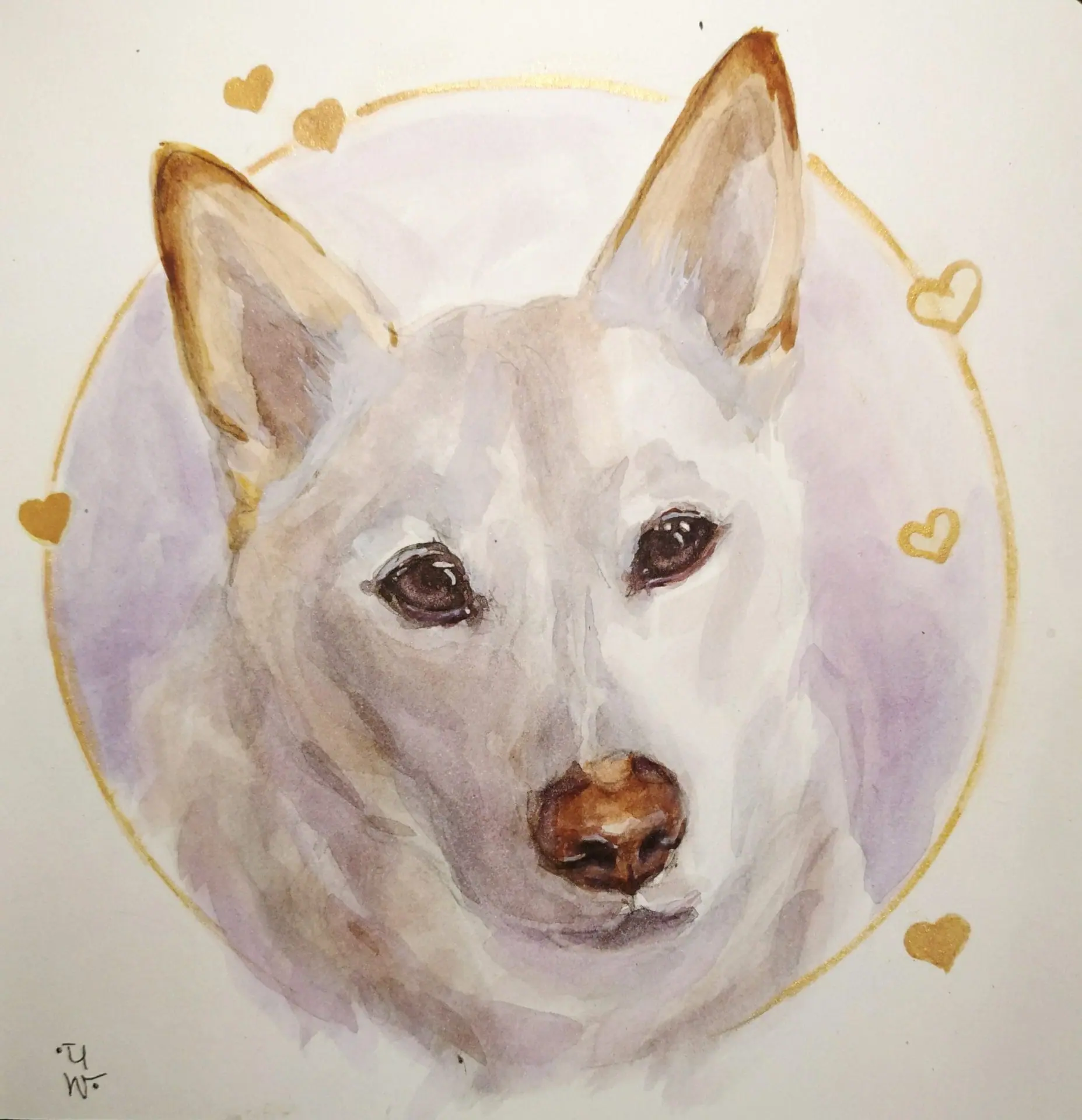 Sweet Django Portrait Watercolor Painting - Crealandia