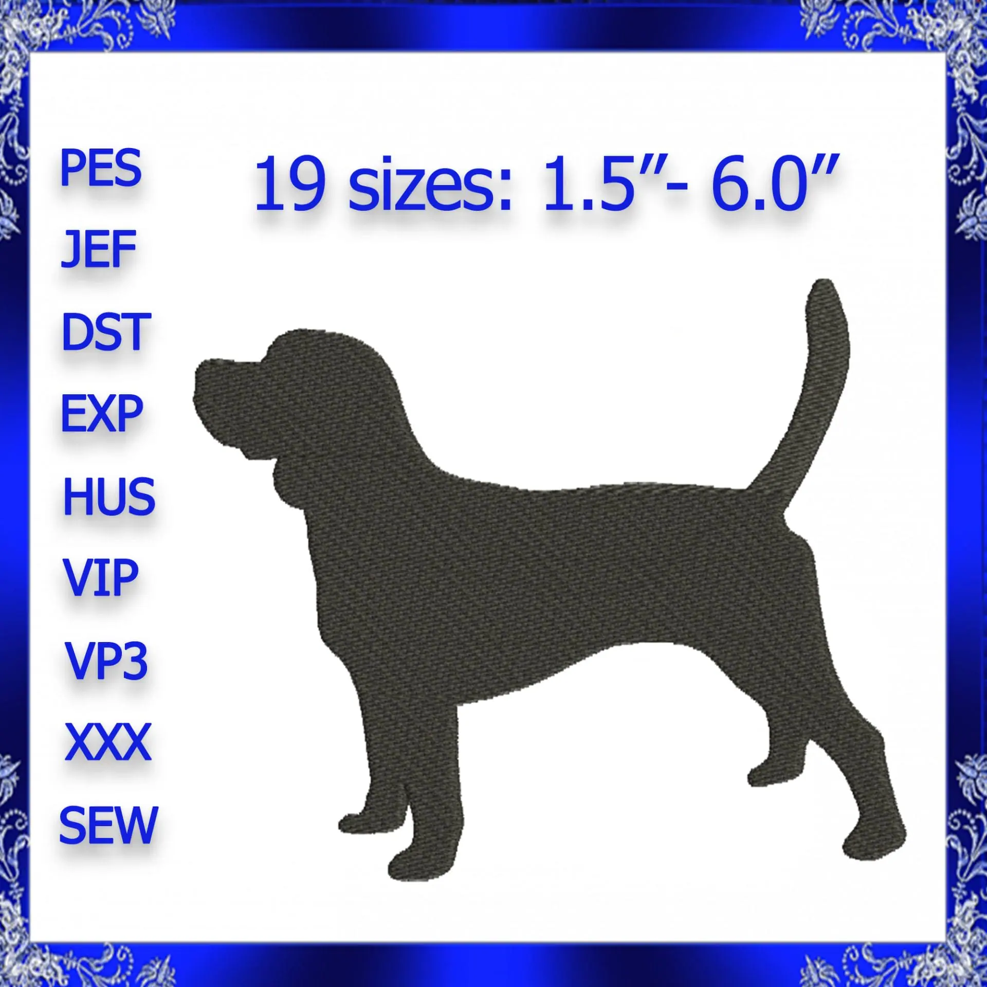 Beagle embroidery design - Crealandia