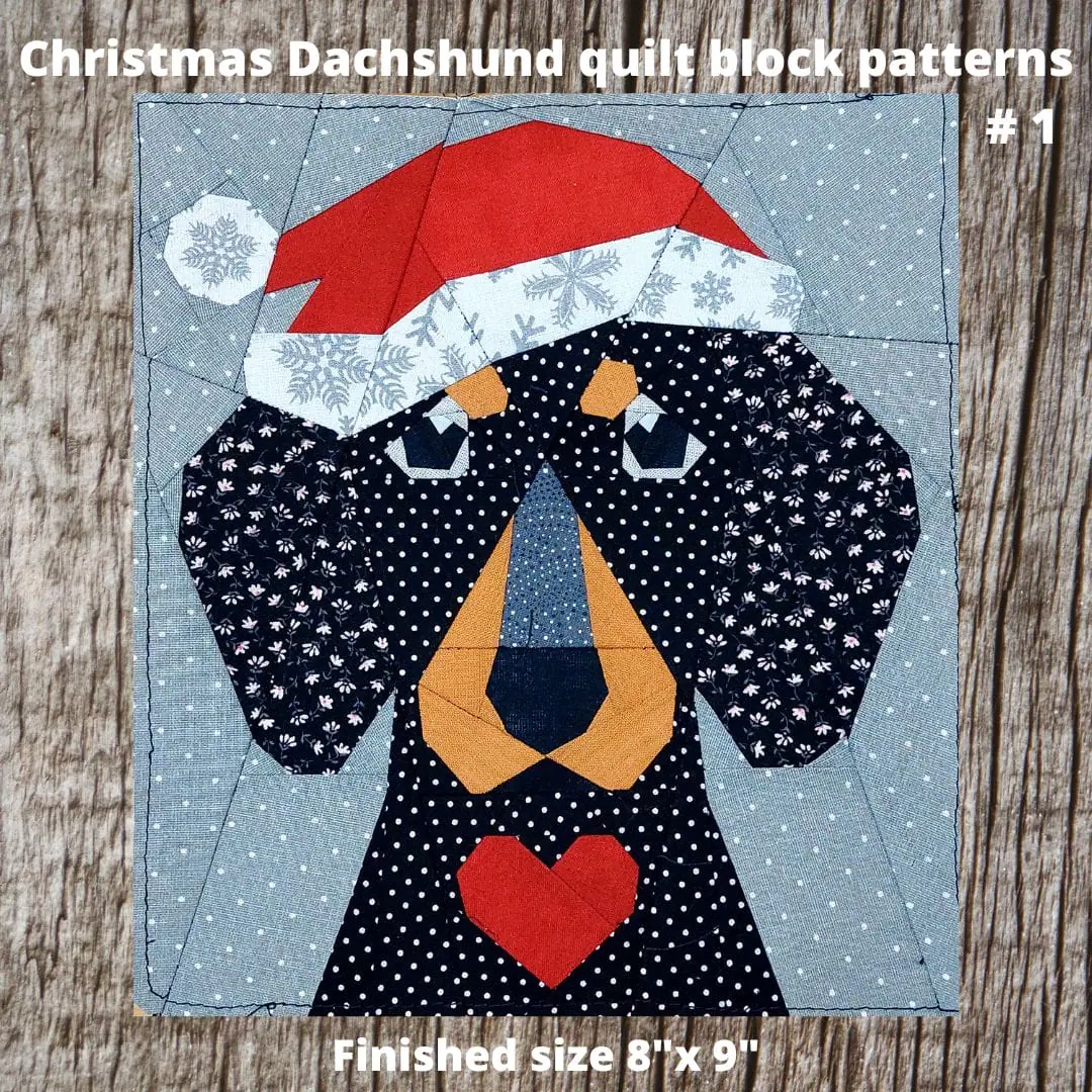 Christmas Dachshund quilt block рatterns # 1