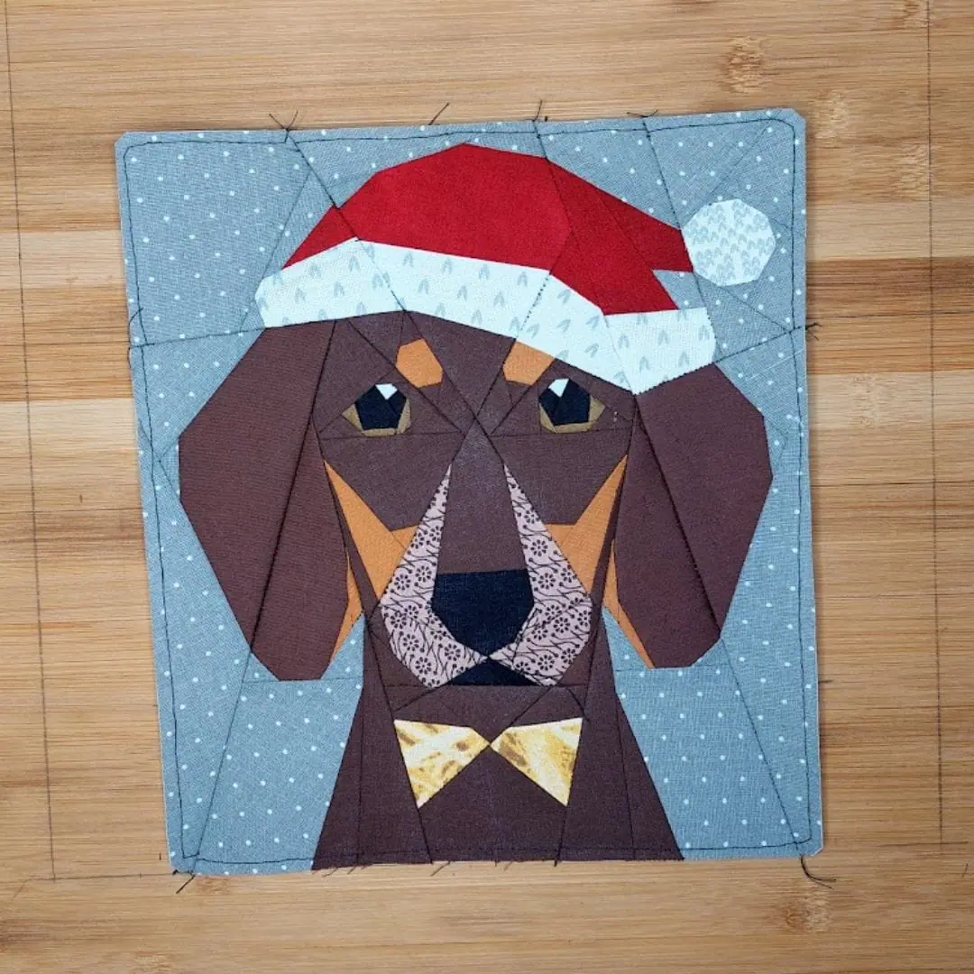 Christmas Dachshund quilt block рatterns # 1