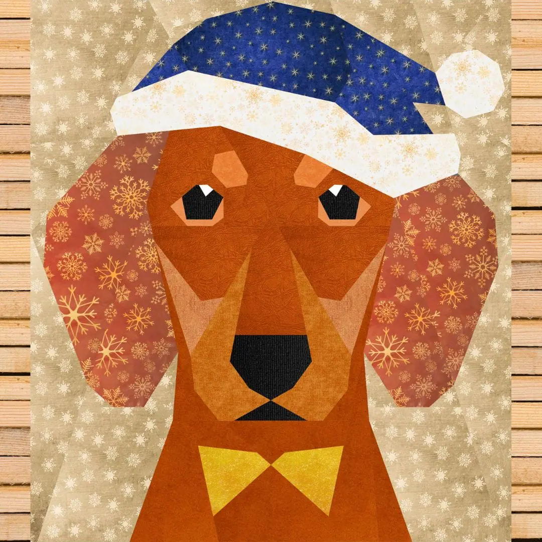 Christmas Dachshund quilt block рatterns # 1